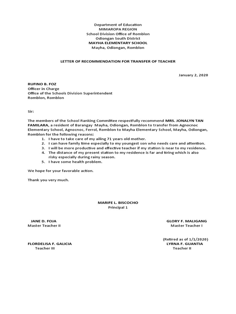 Recommendation Letter | PDF