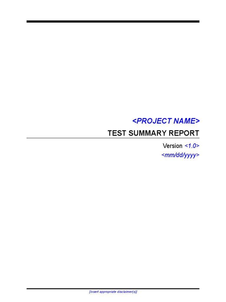 Test Summary Report Template | PDF | Bracket | Computing
