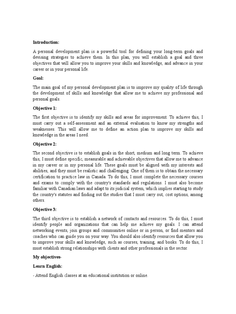 Personal Development Plan 1 | PDF | Goal | Mentorship