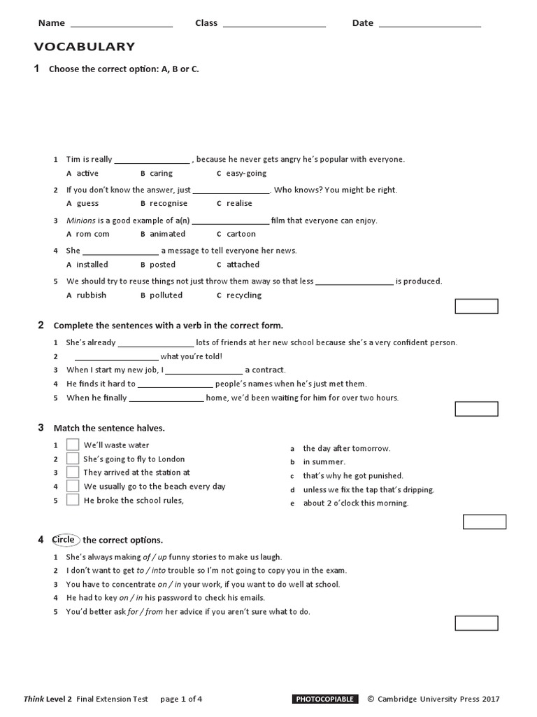 THINK - l2 Final Extension Test | PDF