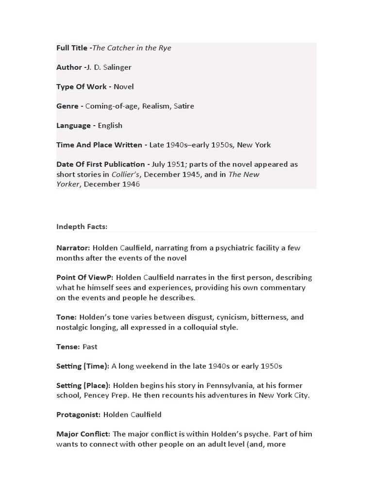 The Catcher in The Rye | PDF