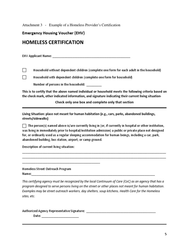 Sample Homeless Certification | PDF | Homelessness | Humanitarian Aid