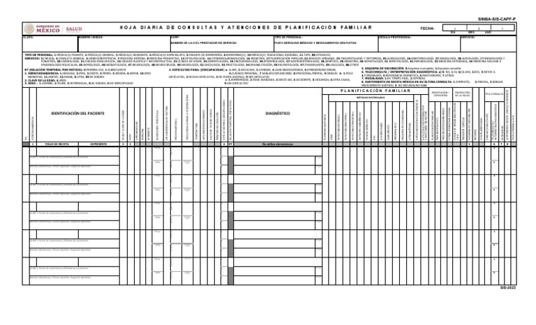 Hoja Planificación Familiar SIS CAPF P 2023 | PDF | Presión sanguínea ...