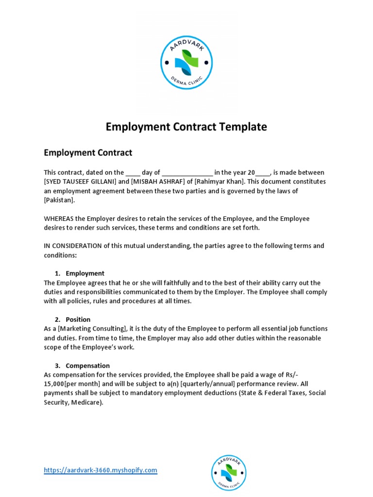 Employment Contract | PDF | Employment | Government