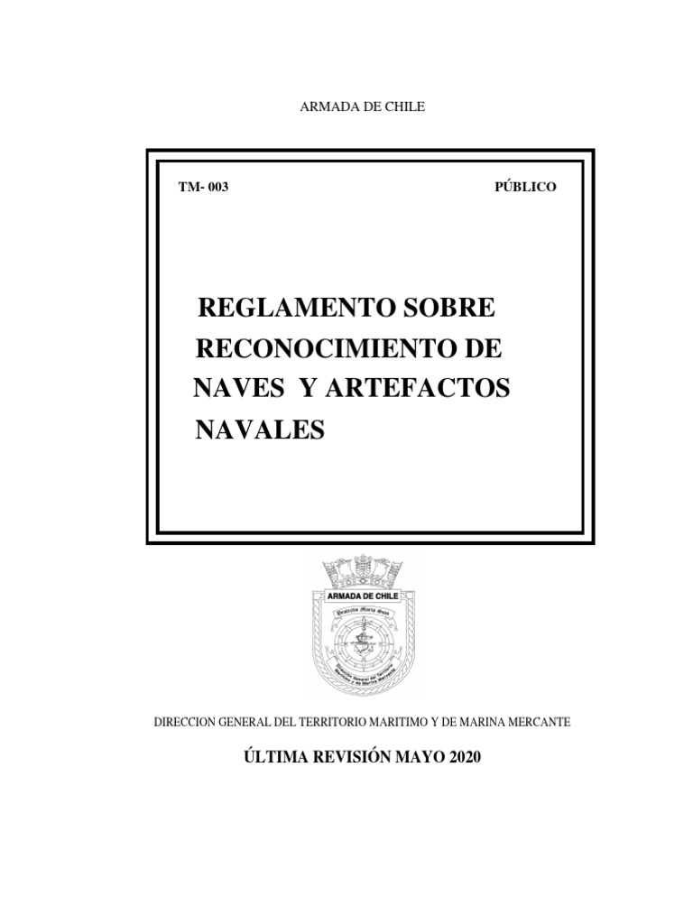 TM 003 Reglamento Sobre Reconocimiento de Naves y Artefactos Navale Ver ...