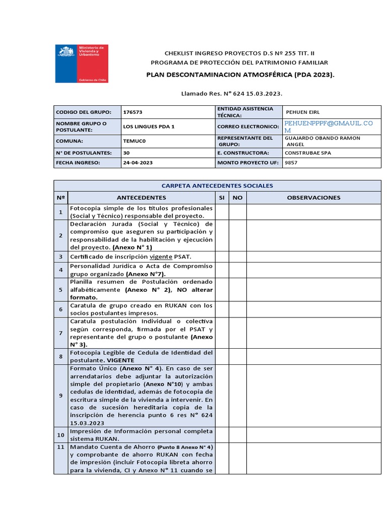 Check List Pda 2023 | PDF