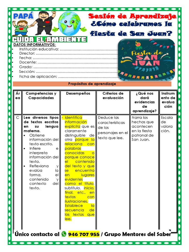 1° Sesión Día 3 Com Cómo Celebramos La Fiesta de San Juan Unidad 4 ...
