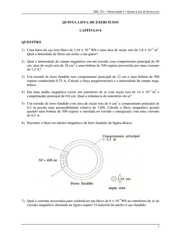 EEL521 Lista 5 Capitulo 6 | PDF