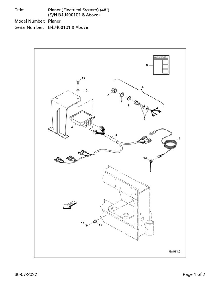 SC545EX Planer Electrical Parts List | PDF