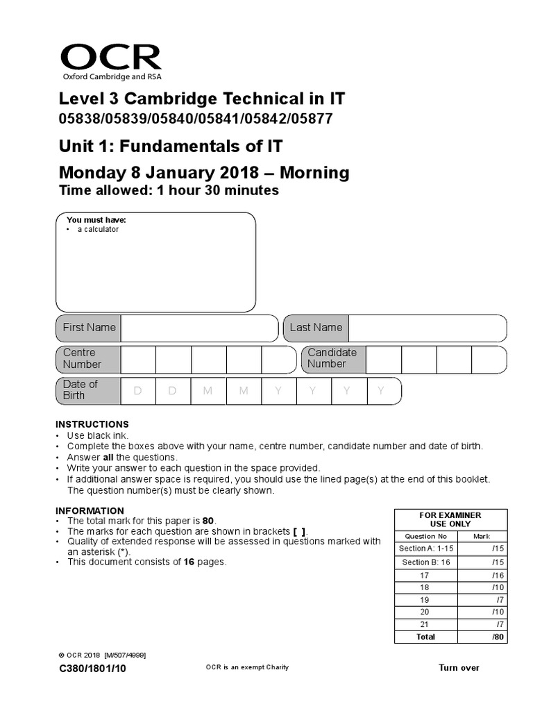 Question Paper Fundamentals of It | PDF | Radio Frequency ...