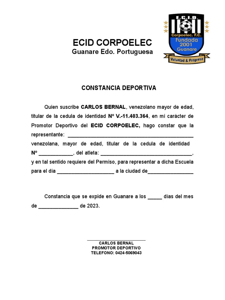 Constancia Deportiva | PDF