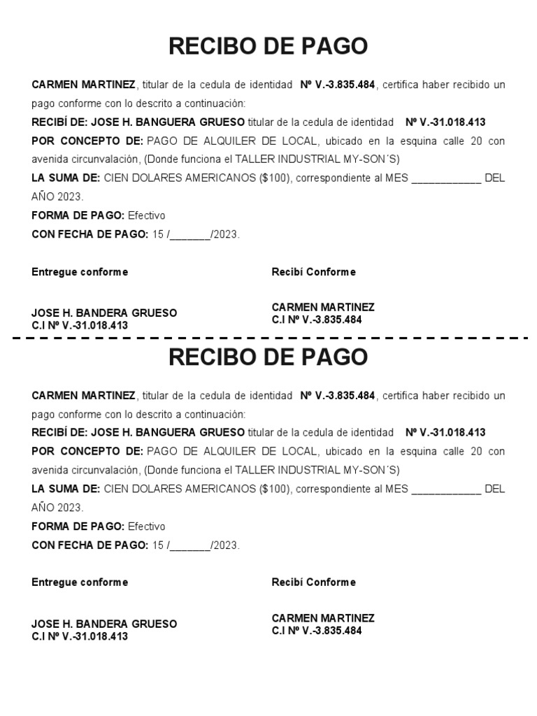 Recibo de Pago | Descargar gratis PDF | Costa Rica