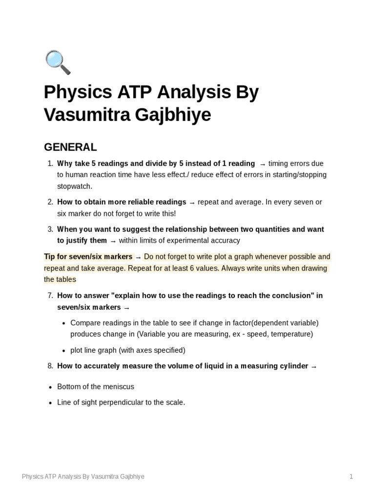 Physics ATP Analysis Guide | PDF | Temperature | Thermometer