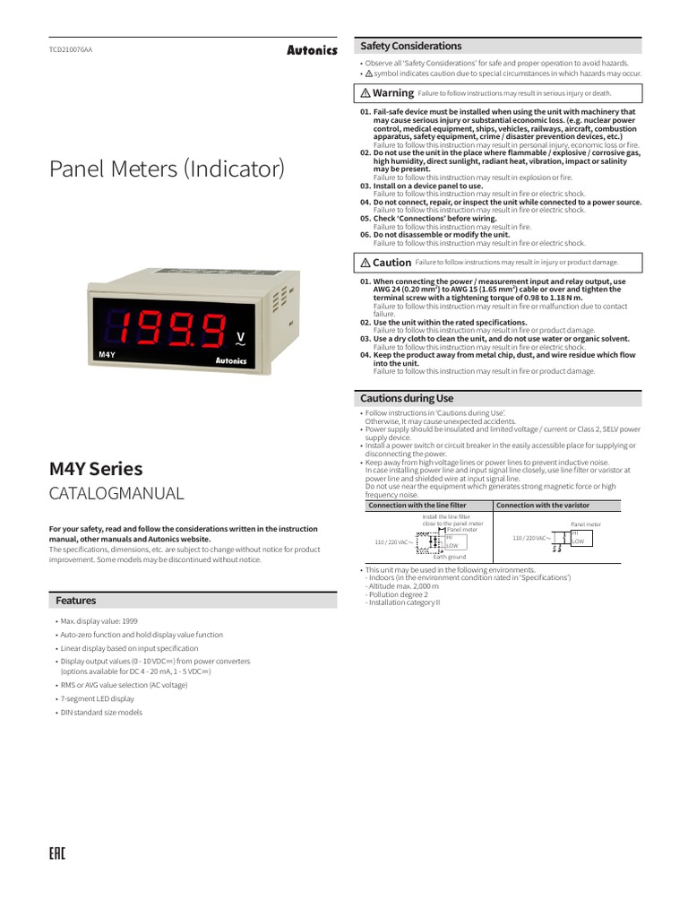 Panel Meters (Indicator) : M4Y Series | Download Free PDF | Power ...