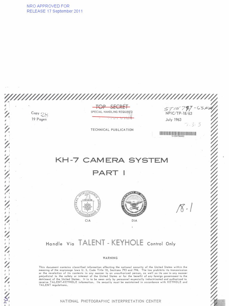 Talent Keyhole: Kh-7 Camera System | PDF | Classified Information In ...