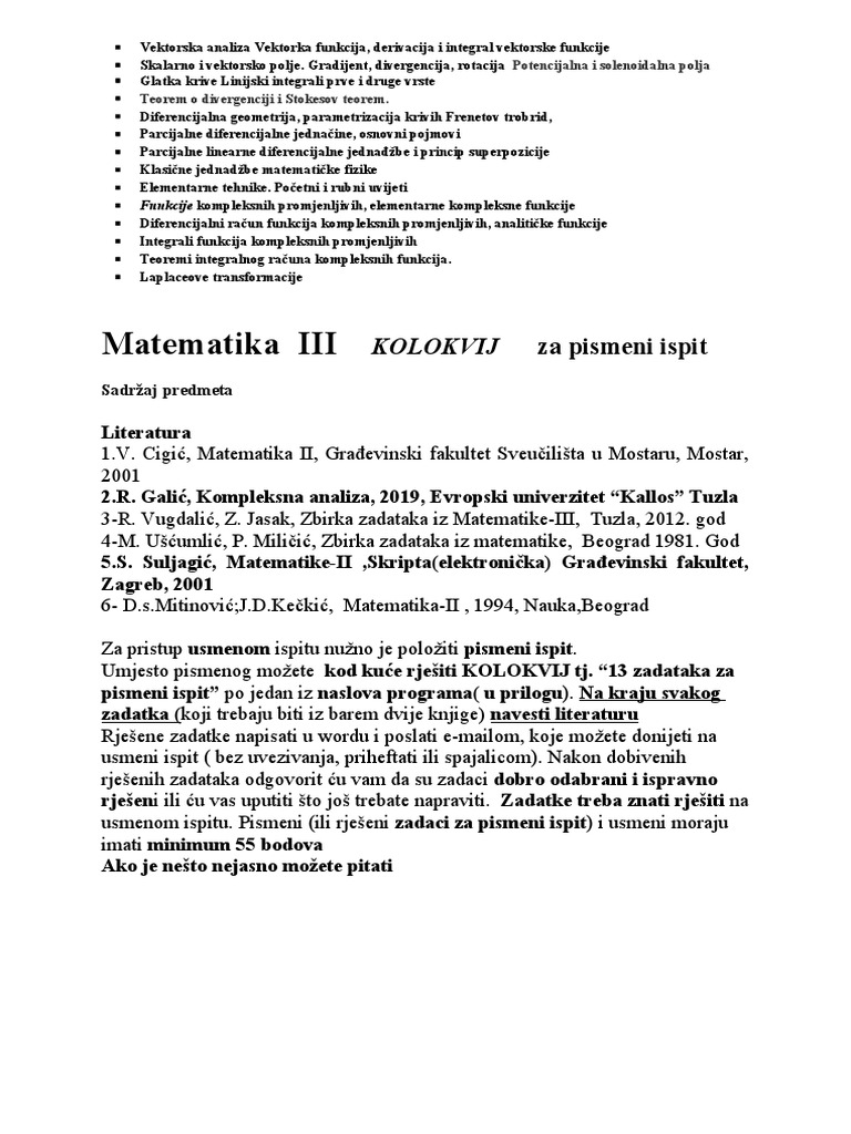 0000 Zadaci Za Kolokvij Matematika 3 | PDF