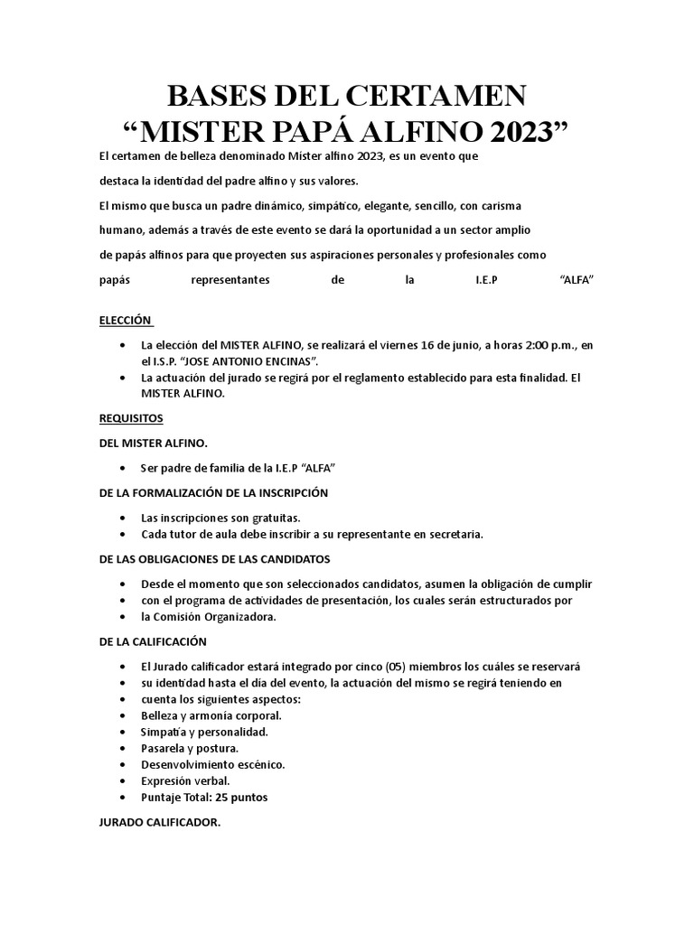 Bases Del Certamen | PDF