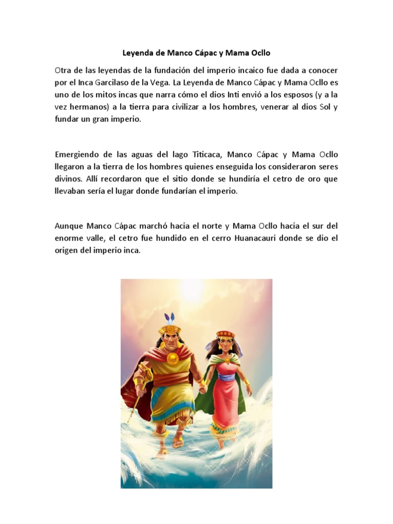 Leyenda de Manco Cápac y Mama Ocllo | PDF