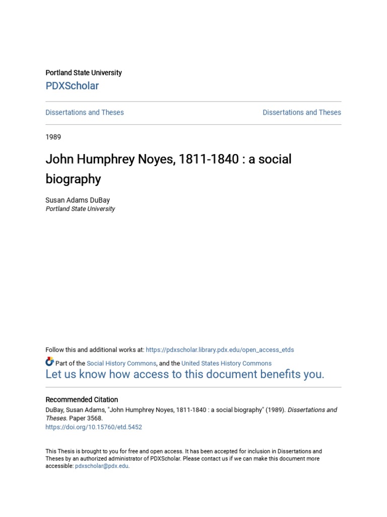 John Humphrey Noyes 1811-1840 - A Social Biography | PDF | Calvinism ...