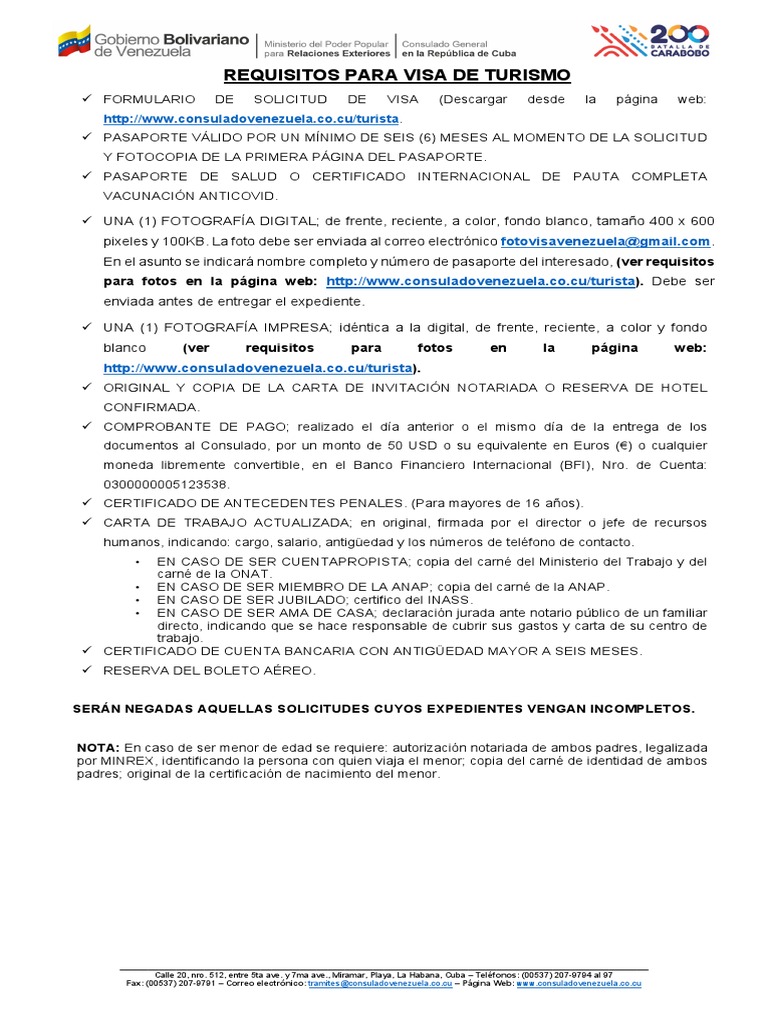 Requisitos para Visa de Turismo | PDF | Visa de viaje
