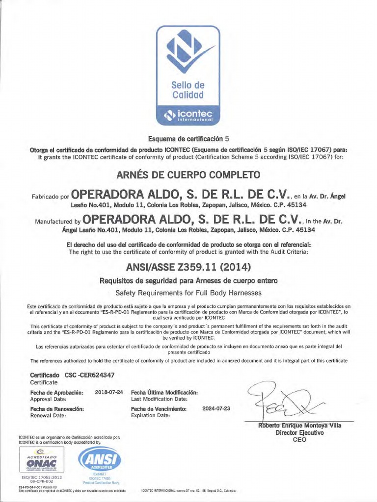 ANSI Z359.11 (Arneses) | PDF