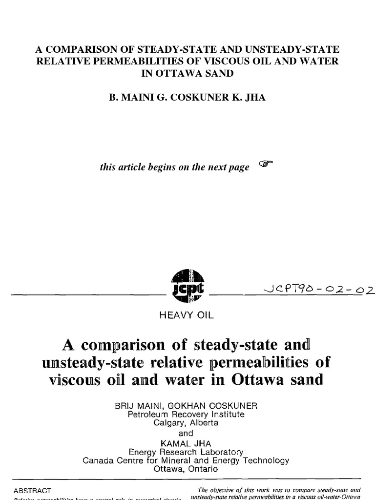 A Comparison of Steady-State and Unsteady-State Relative Permeabilities ...