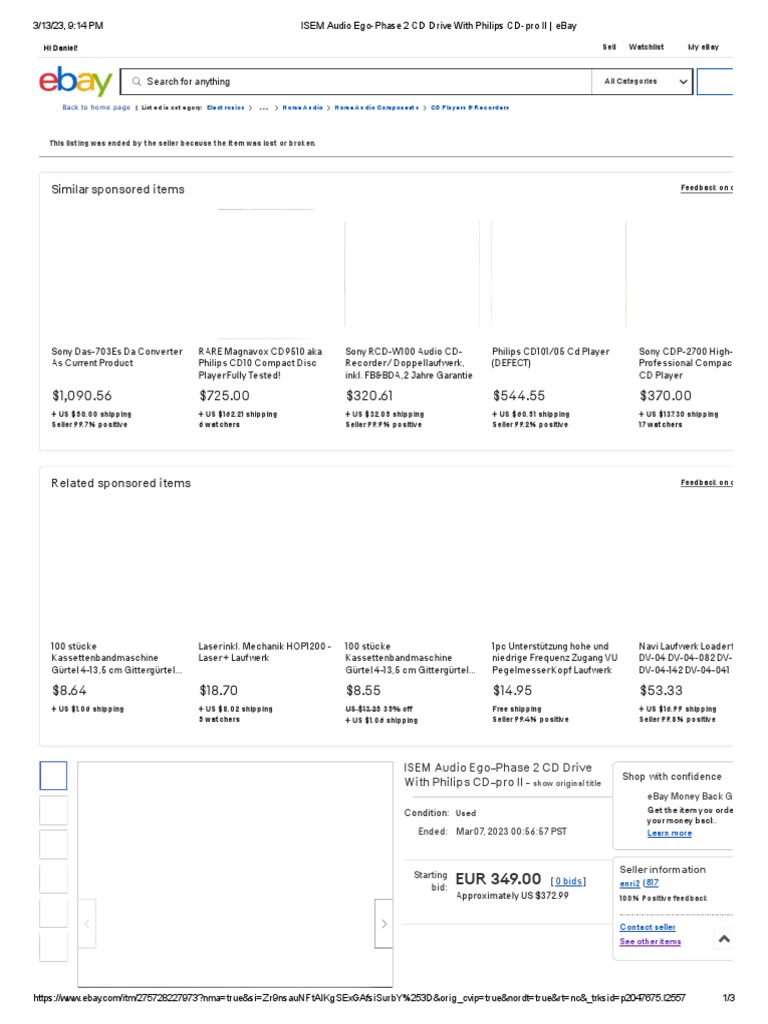 ISEM Audio Ego-Phase 2 CD Drive With Philips CD-pro II - Ebay | PDF ...