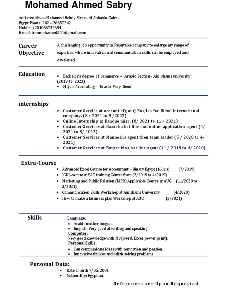 Mohamed Ahmed Sabry Cv | PDF