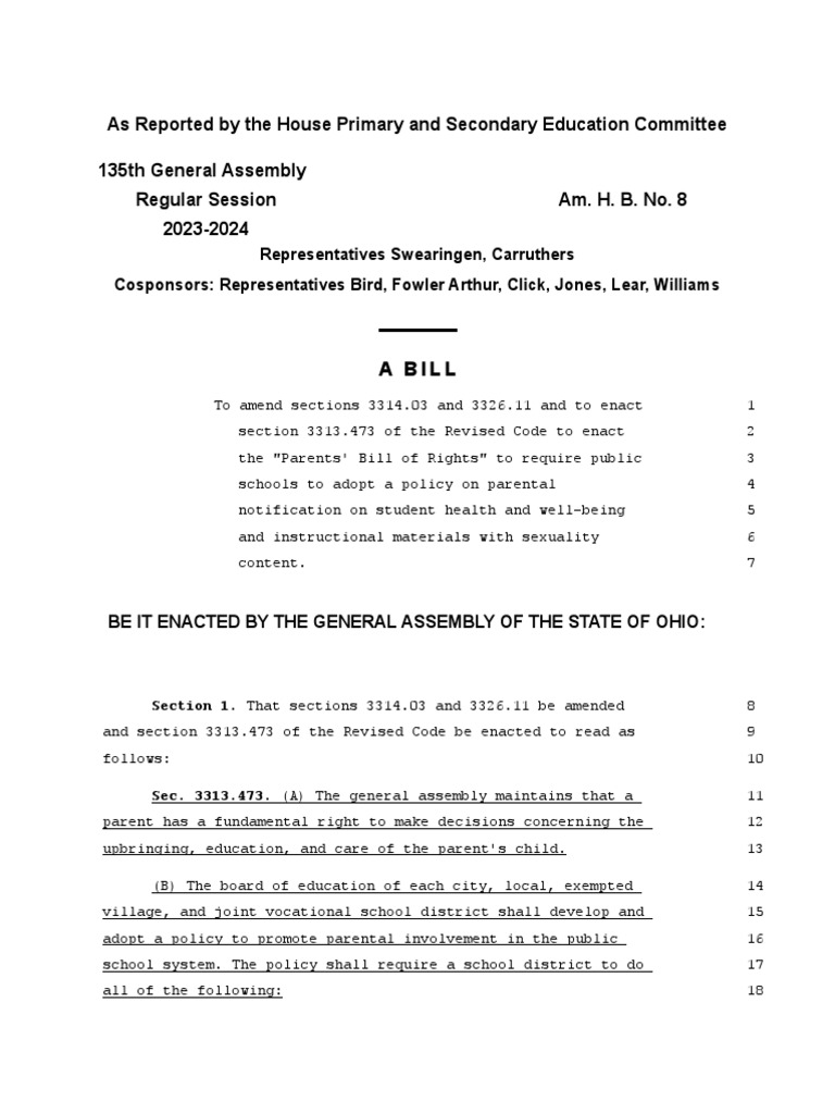 Ohio House Bill 8 | PDF | Schools | United States House Of Representatives