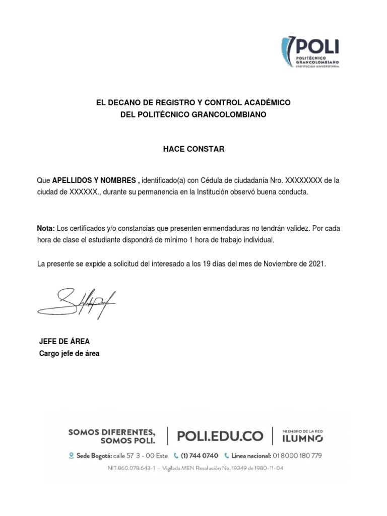 Certificado de Buena Conducta | PDF