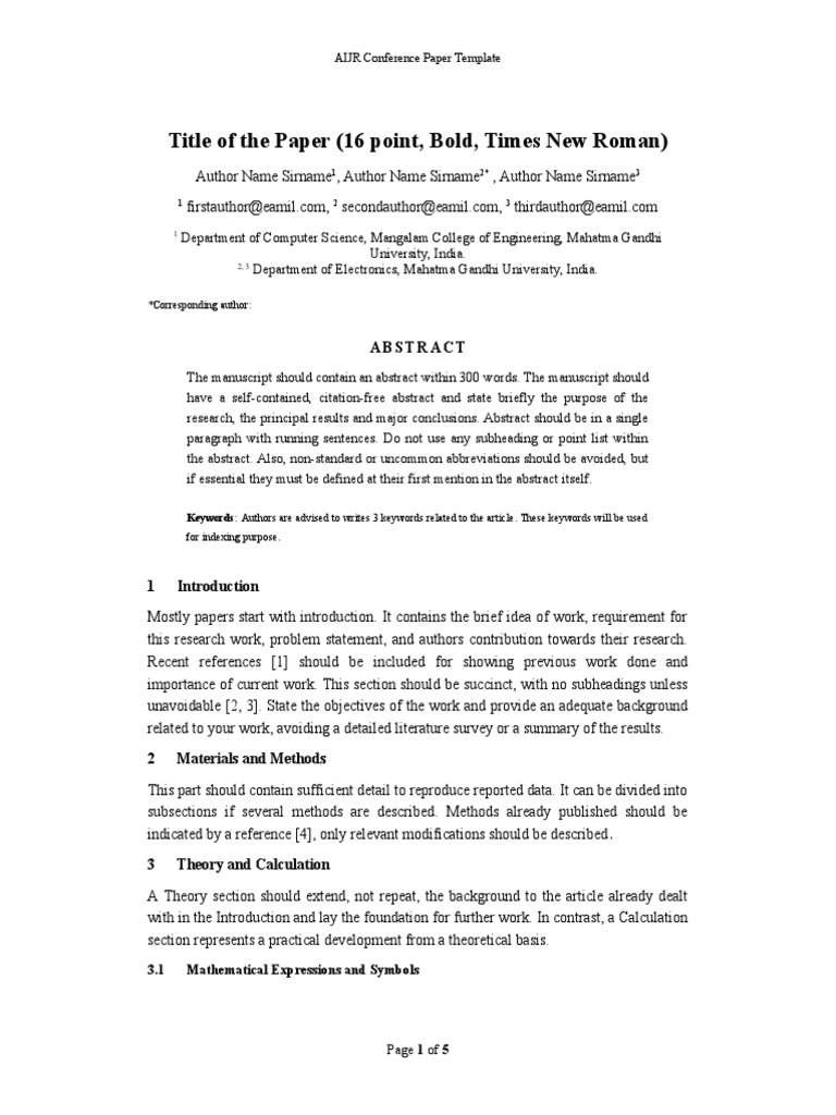 AIJR Conference Template | PDF