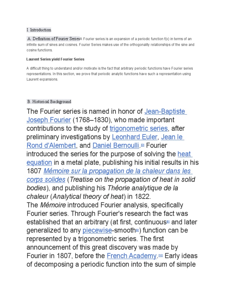 Jean-Baptiste Joseph Fourier Trigonometric Series Leonhard Euler Jean ...