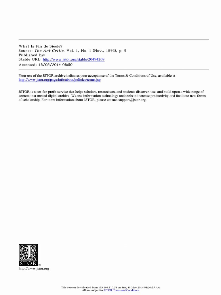 What Is Fin de Siecle | PDF