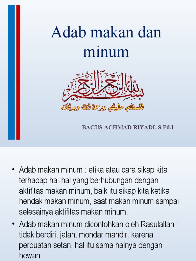 Adab Makan Minum PPT Bagus Achmad Riyadi | PDF
