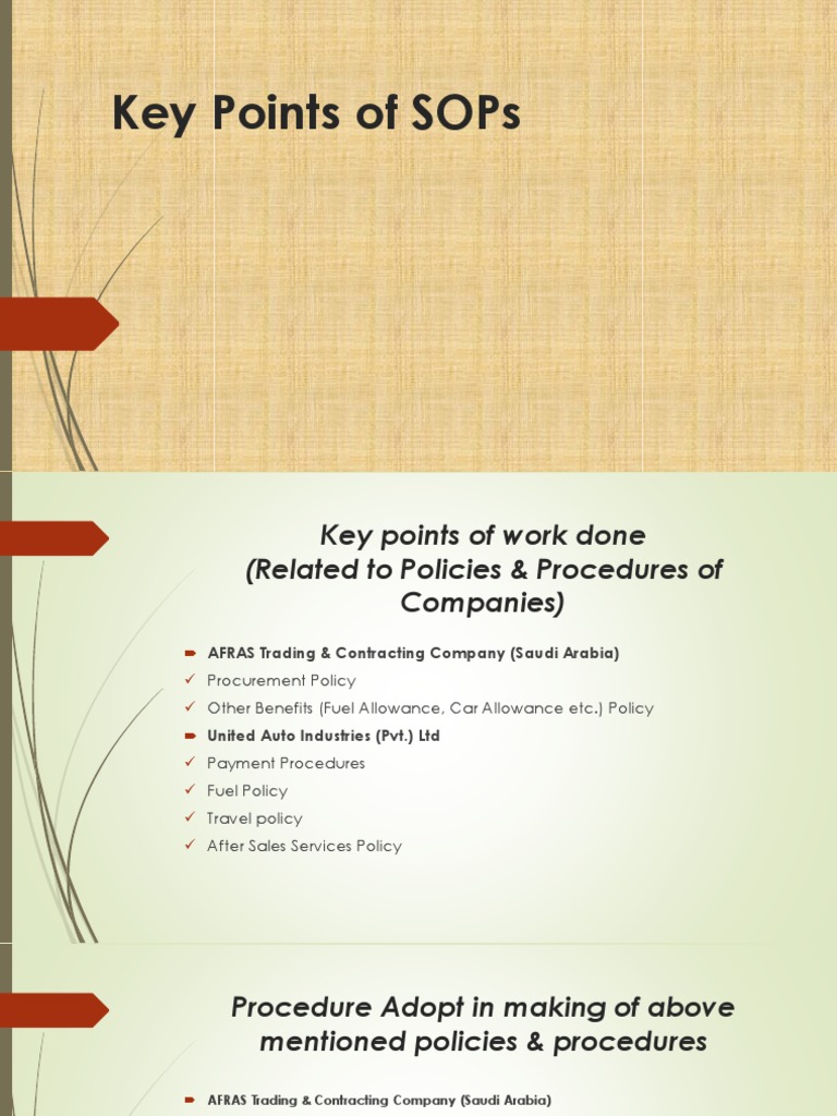 Keypoints of SOPs | PDF | Internal Audit | Procurement