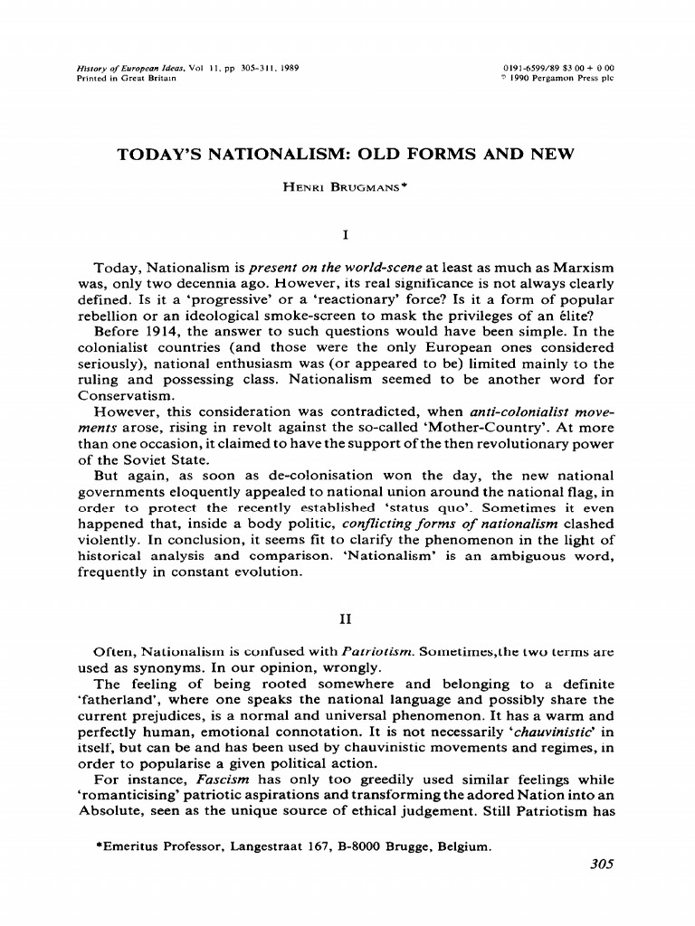Today's nationalism- Old forms and new | PDF | Nationalism | Flanders