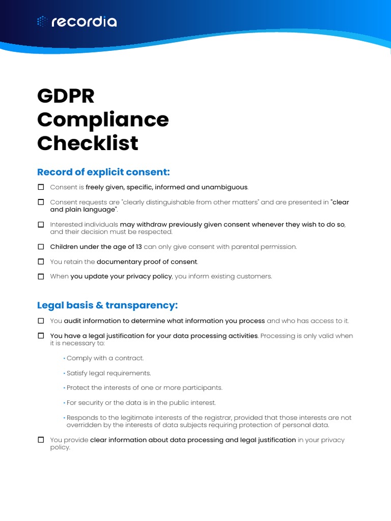 GDPR Compliance Checklist | PDF