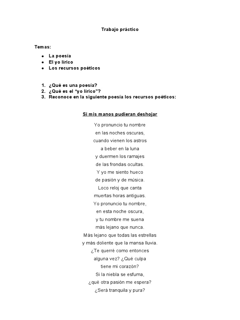 Trabajo Práctico La Poesía | PDF