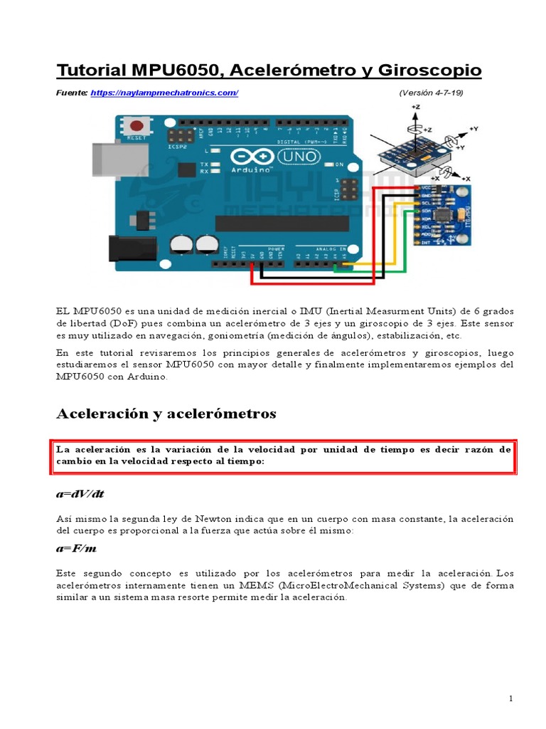 Tutorial MPU6050 | PDF | Acelerómetro | Giroscopio