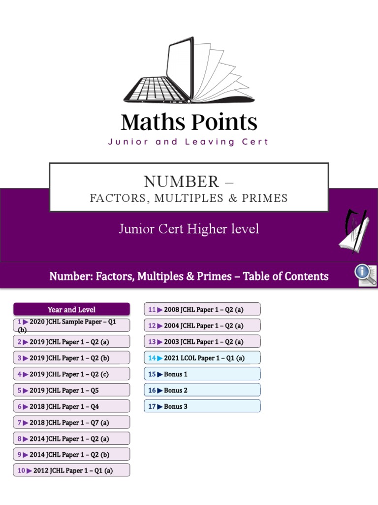 Number Factors Multiples and Primes JCHL Show S | PDF | Prime Number ...