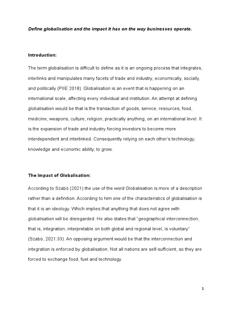 Globalisation Essay Final | PDF | Globalization | Economies