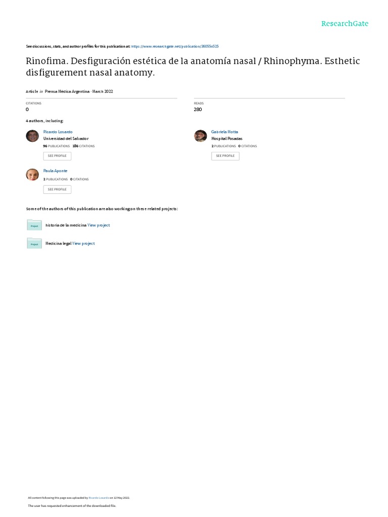 Rinofima. Desfiguración estética de la anatomía nasal | PDF