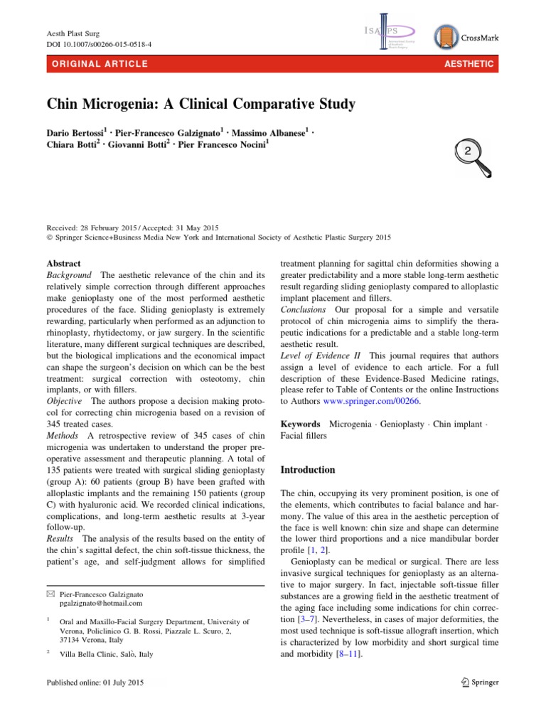 Chin Microgenia - A Clinical Comparative Study | PDF