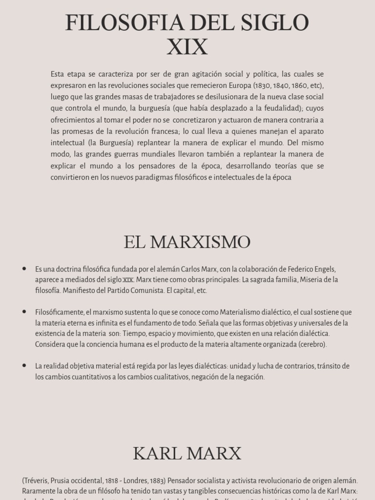Filosofia Del Siglo Xix y Marxismo | PDF | Karl Marx | marxismo