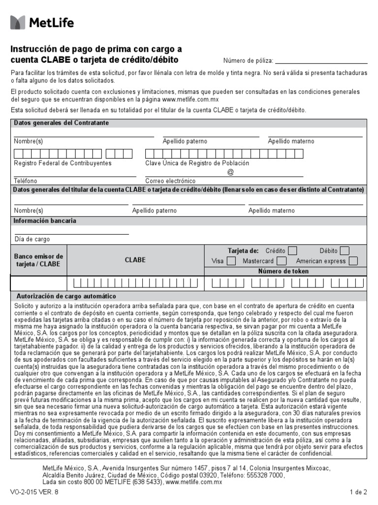 Instruccion de Pago de Primas | PDF | Tarjeta de débito | Tarjeta de ...