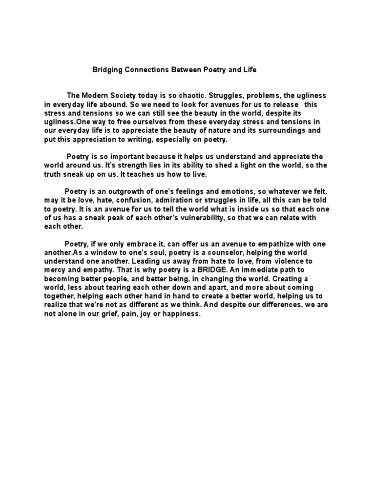 Bridging Connections Between Poetry and Life | PDF | Self-Improvement