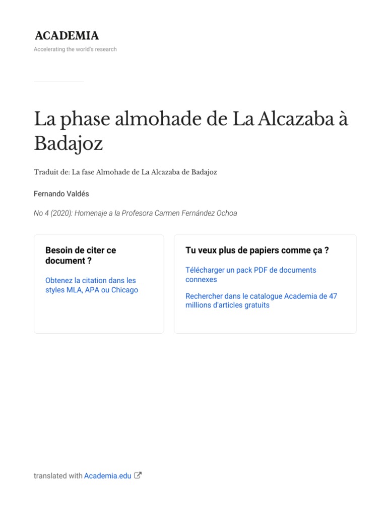 La Fase Almohade de La Alcazaba de Badajoz - FR | PDF | Archéologie | Voûte