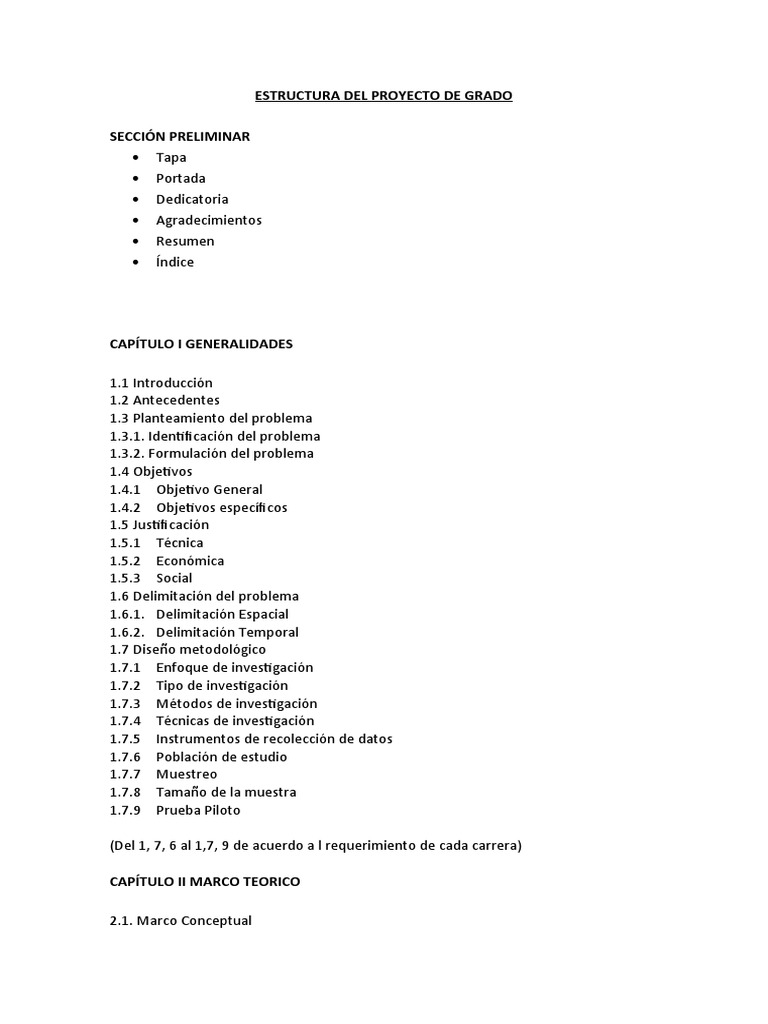 Estructura Del Proyecto de Grado | PDF