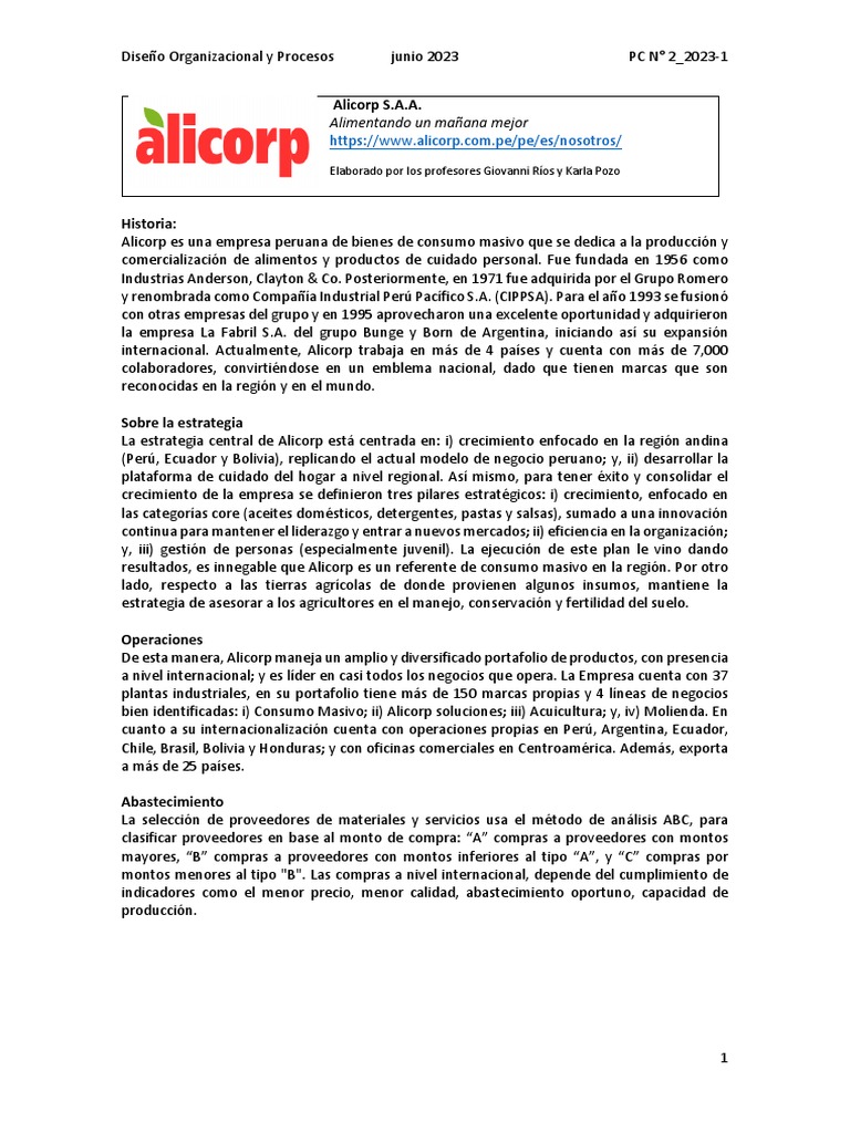 Caso Alicorp | PDF | Marketing | Business