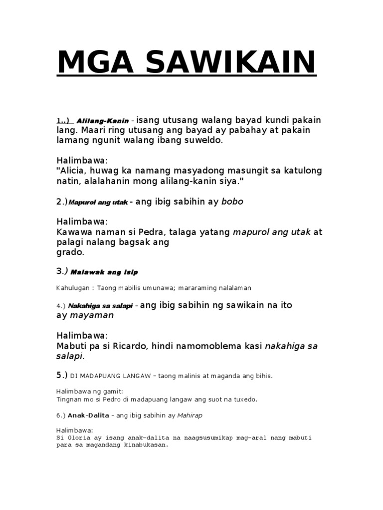 Mga Sawikain | PDF